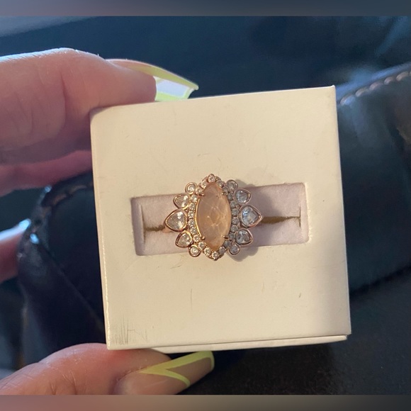 Bomb Party | Jewelry | Genuine Peach Quartz Ring By Bomb Party | Poshmark